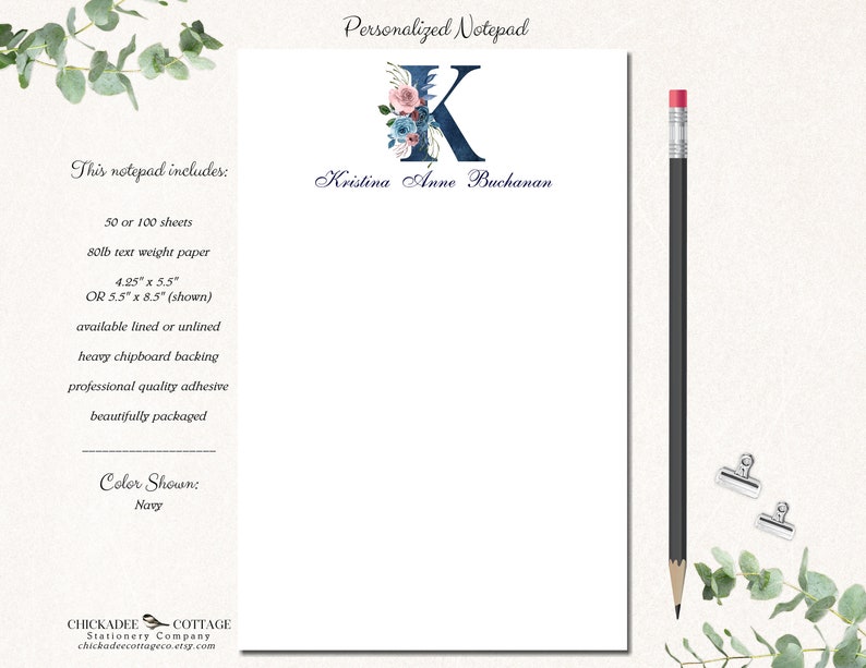 Personalized Notepad | Personalized Gift | Monogram Notepad | Memo Pad ...