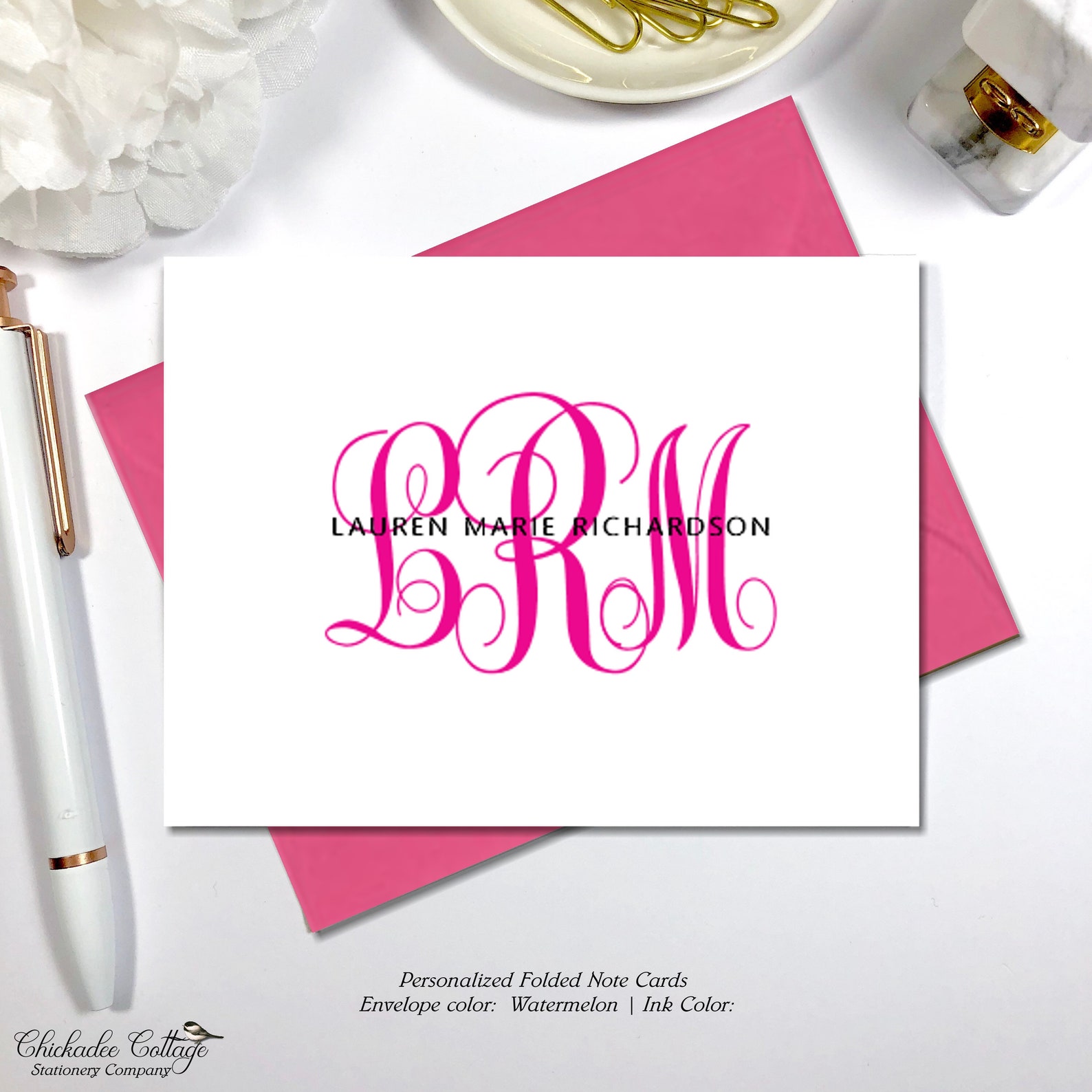 Personalized Monogram Note Card Set / Personalized Stationery Cards ...