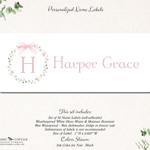 Personalized School Labels for Girls, Name Stickers, School Supply ...