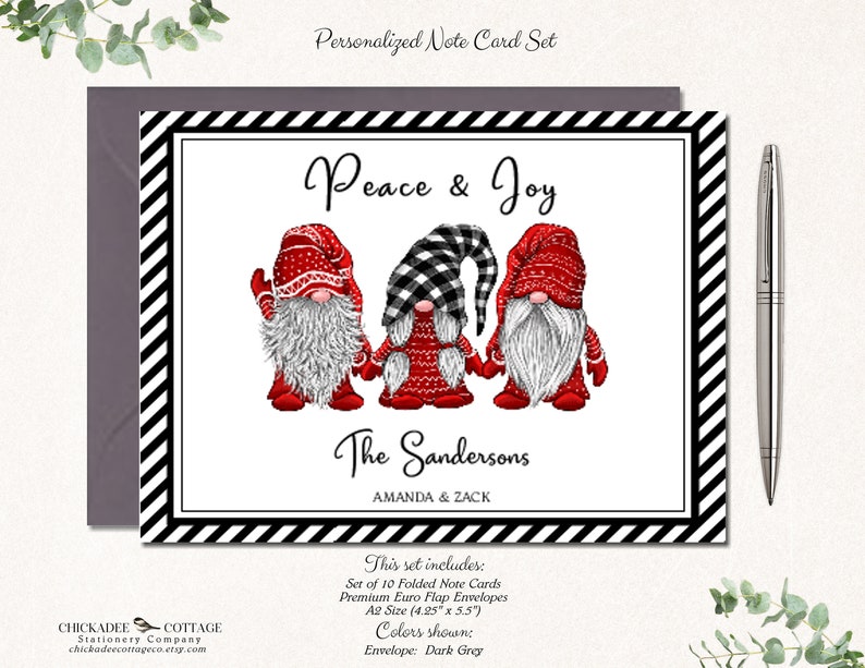 Personalized Gnome Christmas Cards | Christmas Cards Pack | Set of 10 ...