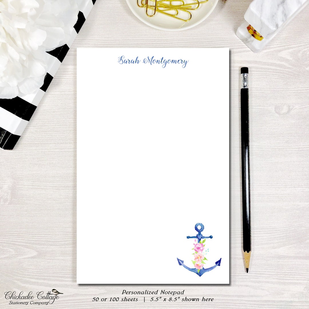 Personalized Anchor Notepad, Anchor Gift for Her, Stationery/stationary ...