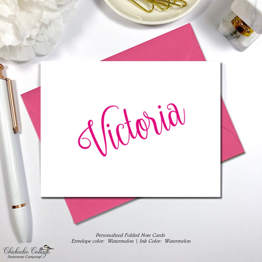 Personalized Note Cards Set With Envelopes, Set of 10 Folded Notecards ...