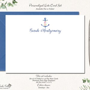 Personalized Anchor Note Cards With Envelopes, 12 Flat or 10 Folded ...