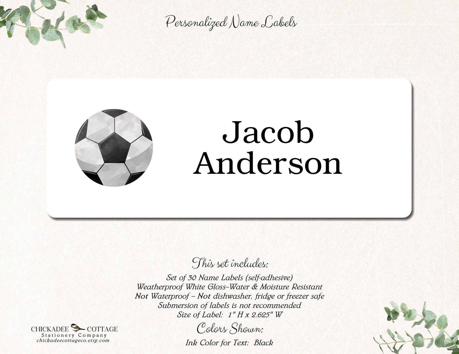 Soccer School Supply Labels Name Stickers Labels for Boys | Etsy