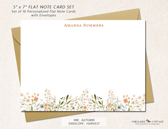 Personalized Stationery Note Cards Set With Envelopes Set of - Etsy