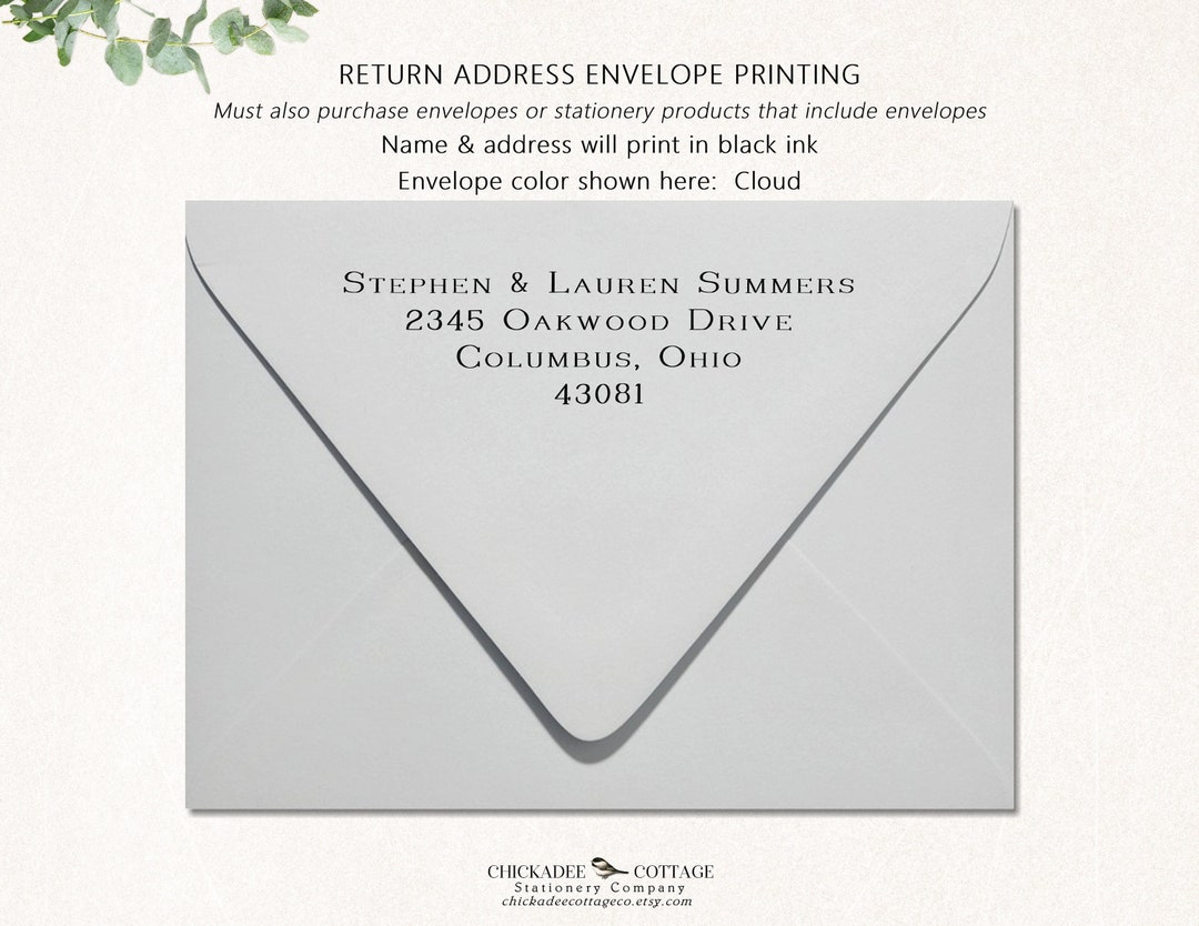 Return Address Printing Add-on Service, Personalized Custom Envelopes ...