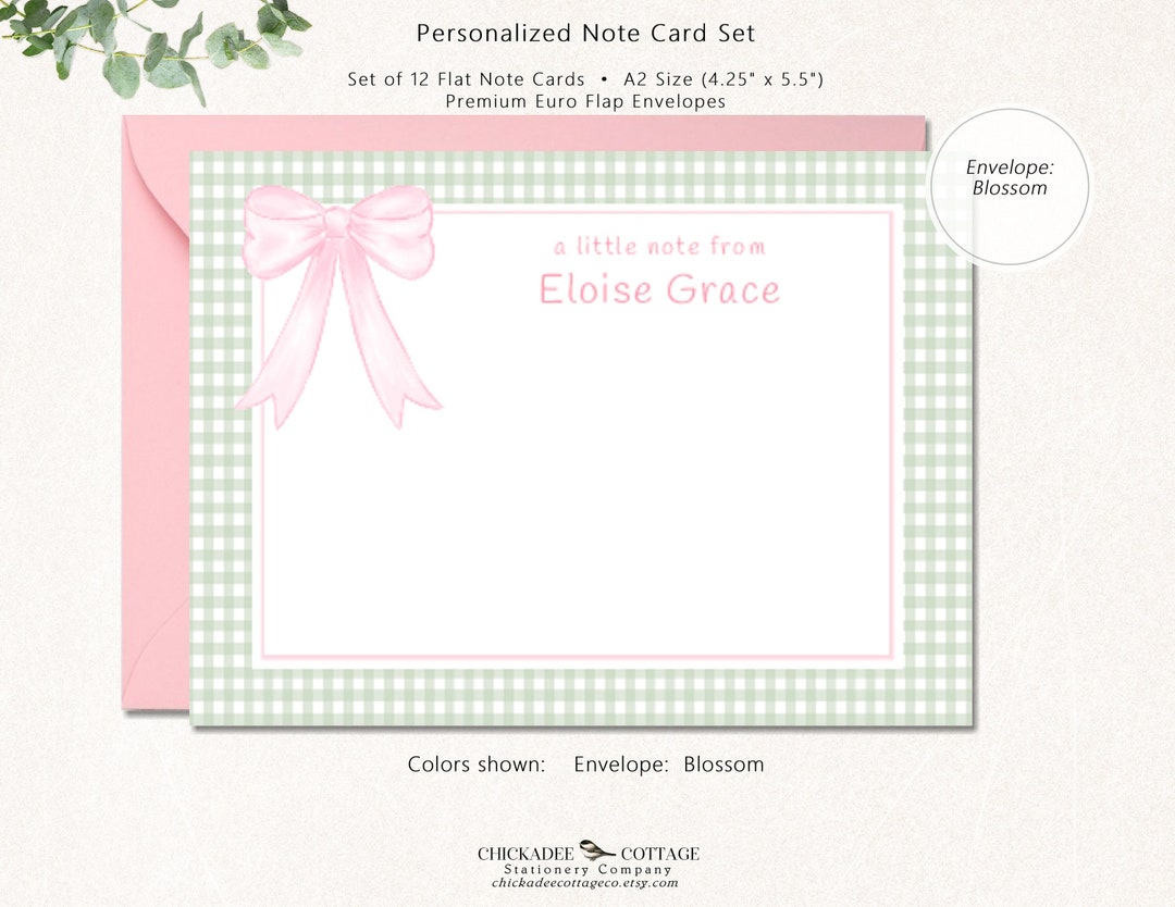 Kids Stationery, Set of 12 Flat Note Cards for Girls, Girls Stationery ...