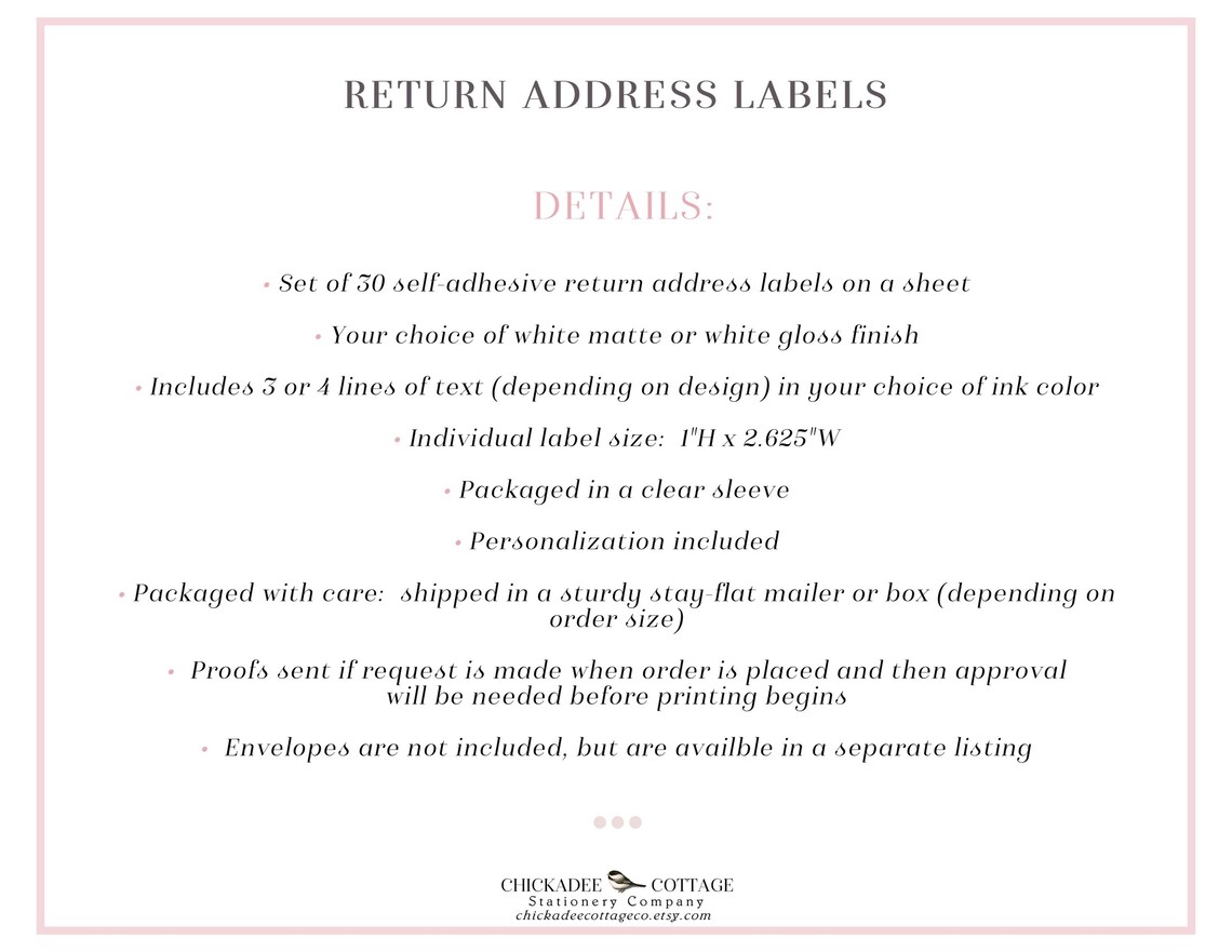Return Address Labels, Return Address Stickers, Personalized Return ...