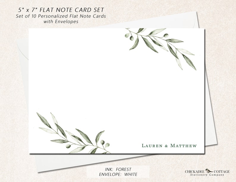Personalized Note Cards With Envelopes Set of 10 Flat 5 - Etsy