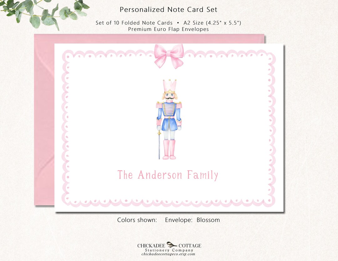 Pink Christmas Nutcracker Note Cards, Christmas Stationery ...