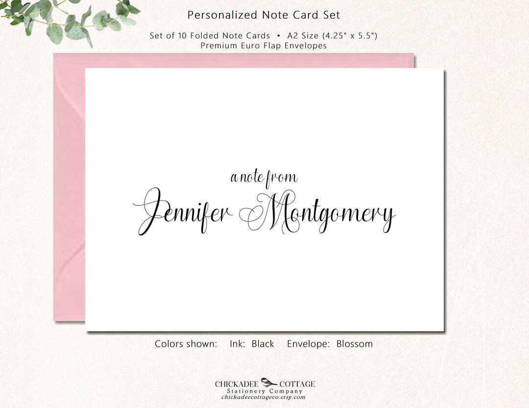 Personalized Note Cards With Envelopes, Personalized Stationery, Set of ...