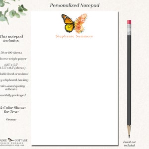 Personalized Monarch Butterfly Notepad, Butterfly Gift, Stationery Notepad, Nature Lover Gift ...