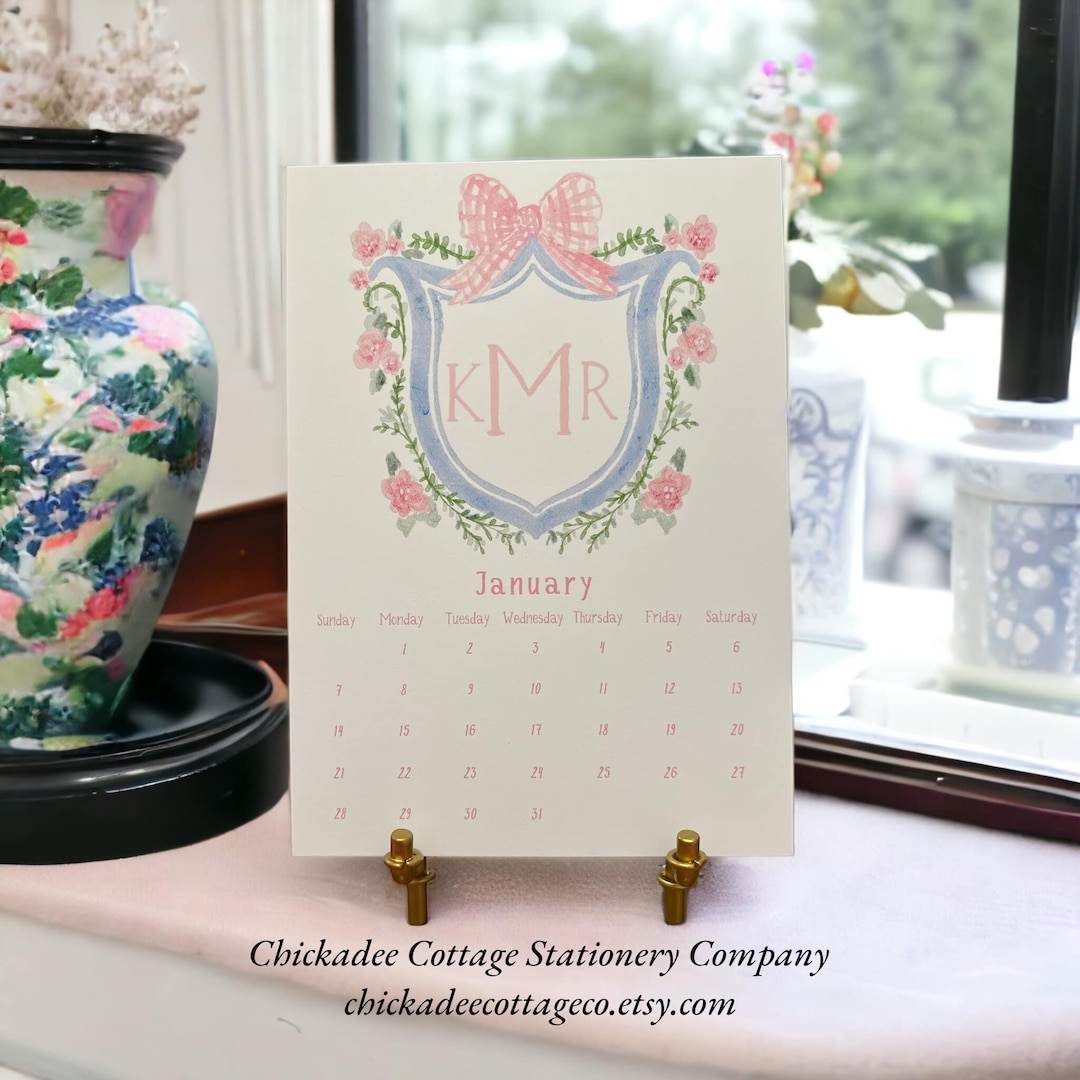 2025 Desk Calendar, 5" X 7" Personalized Monogrammed Monthly 2025 ...