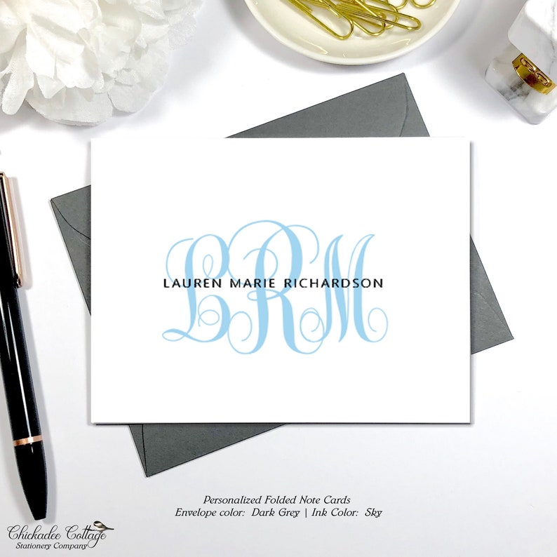 Personalized Monogram Note Card Set / Personalized Stationery | Etsy