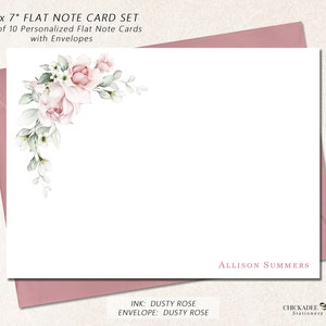 Personalized Note Cards Set With Envelopes for Women, Set of 10 Flat 5 ...
