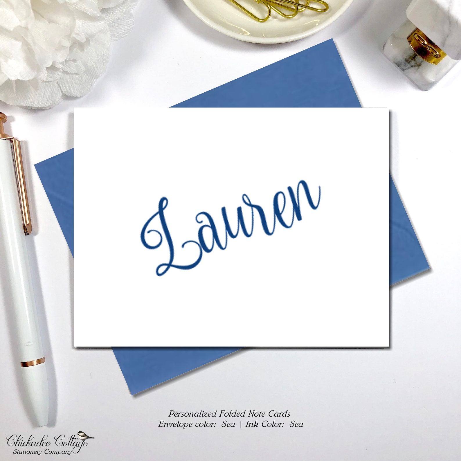 Personalized Note Cards Set With Envelopes, Set of 10 Folded Notecards ...