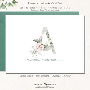 Monogram Note Cards, Personalized Monogrammed Stationery, Monogram Thank You Cards, Initial ...