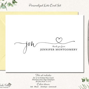 Monogram Thank You Cards, Personalized Thank You Cards, Thank You Notes ...