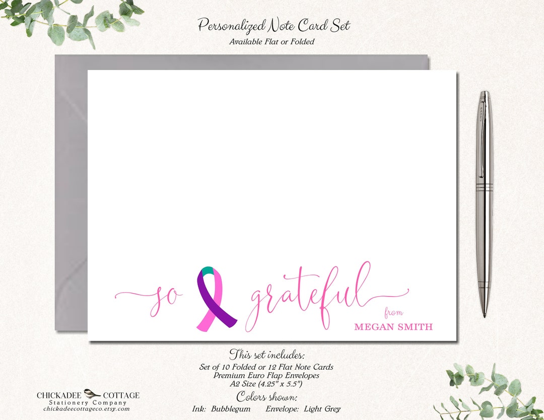 Personalized Thank You Cards Thyroid Cancer | Cancer Card | Cancer ...