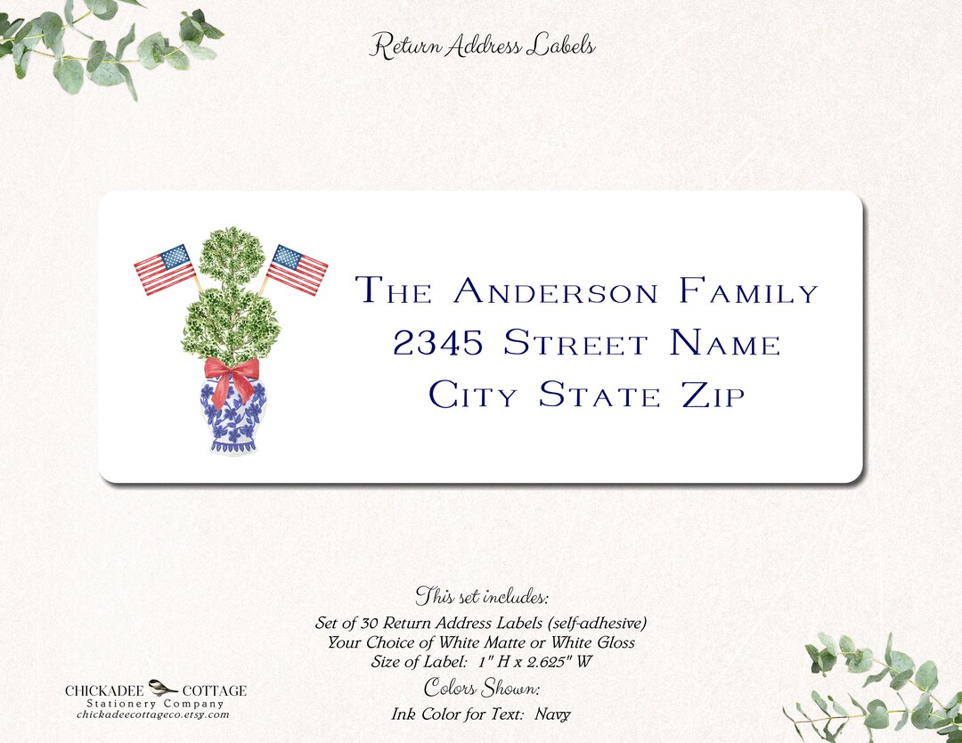 Patriotic Return Address Labels, American Flag Return Address Stickers ...