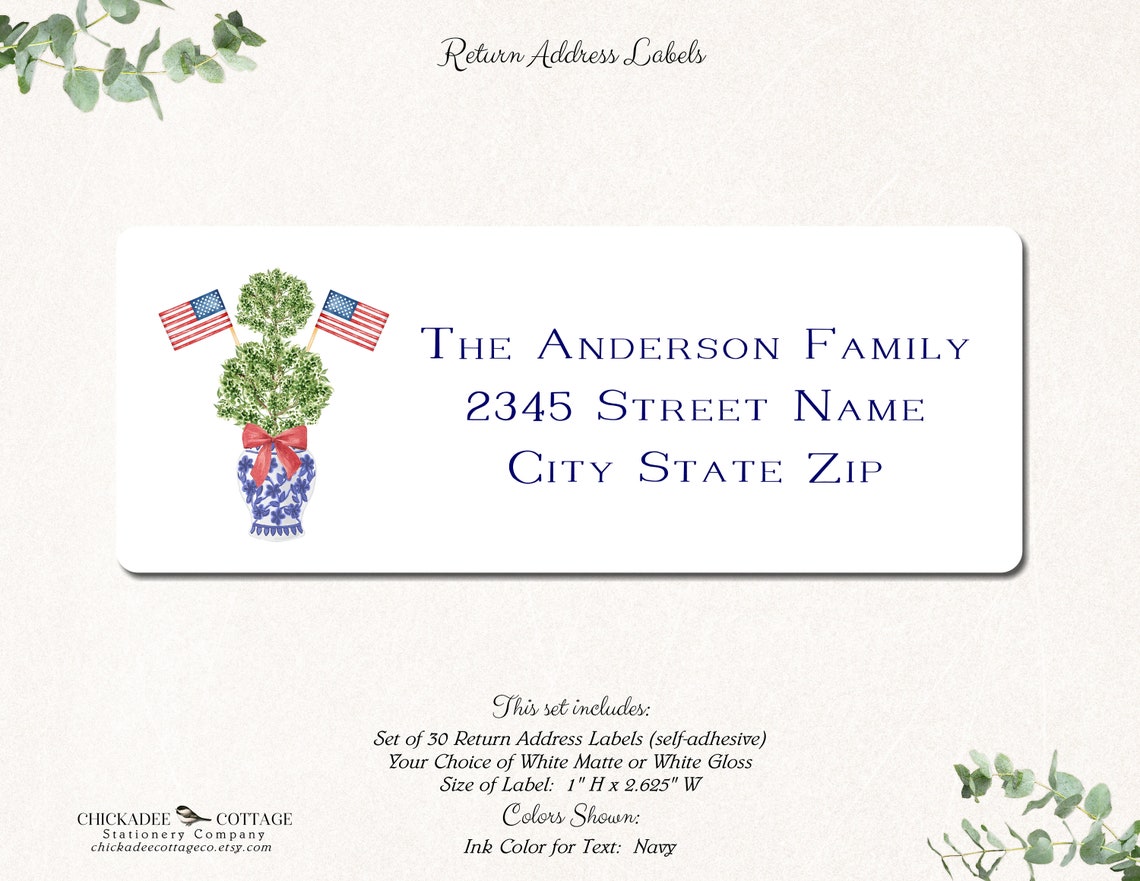 Patriotic Return Address Labels American Flag Return Address - Etsy