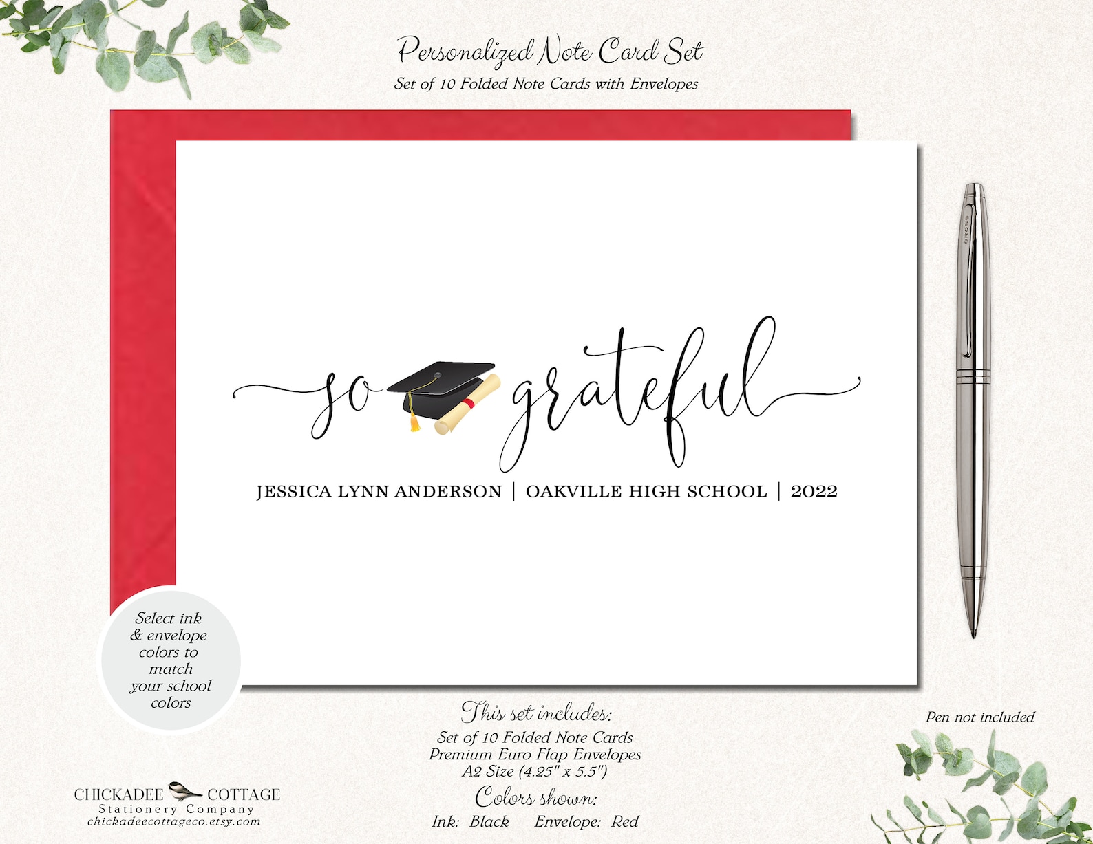 Graduation Thank You Cards Personalized Thank You Notes - Etsy