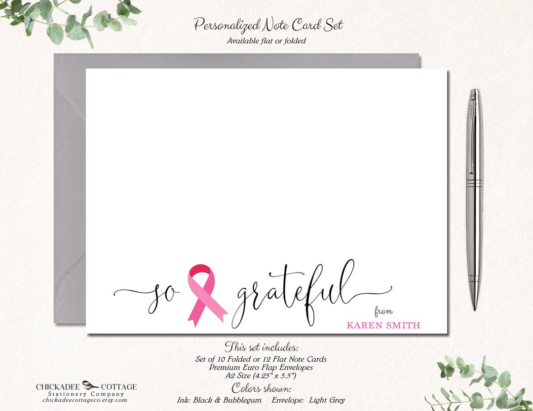 Personalized Breast Cancer Thank You Cards | Cancer Awareness Notes - Etsy