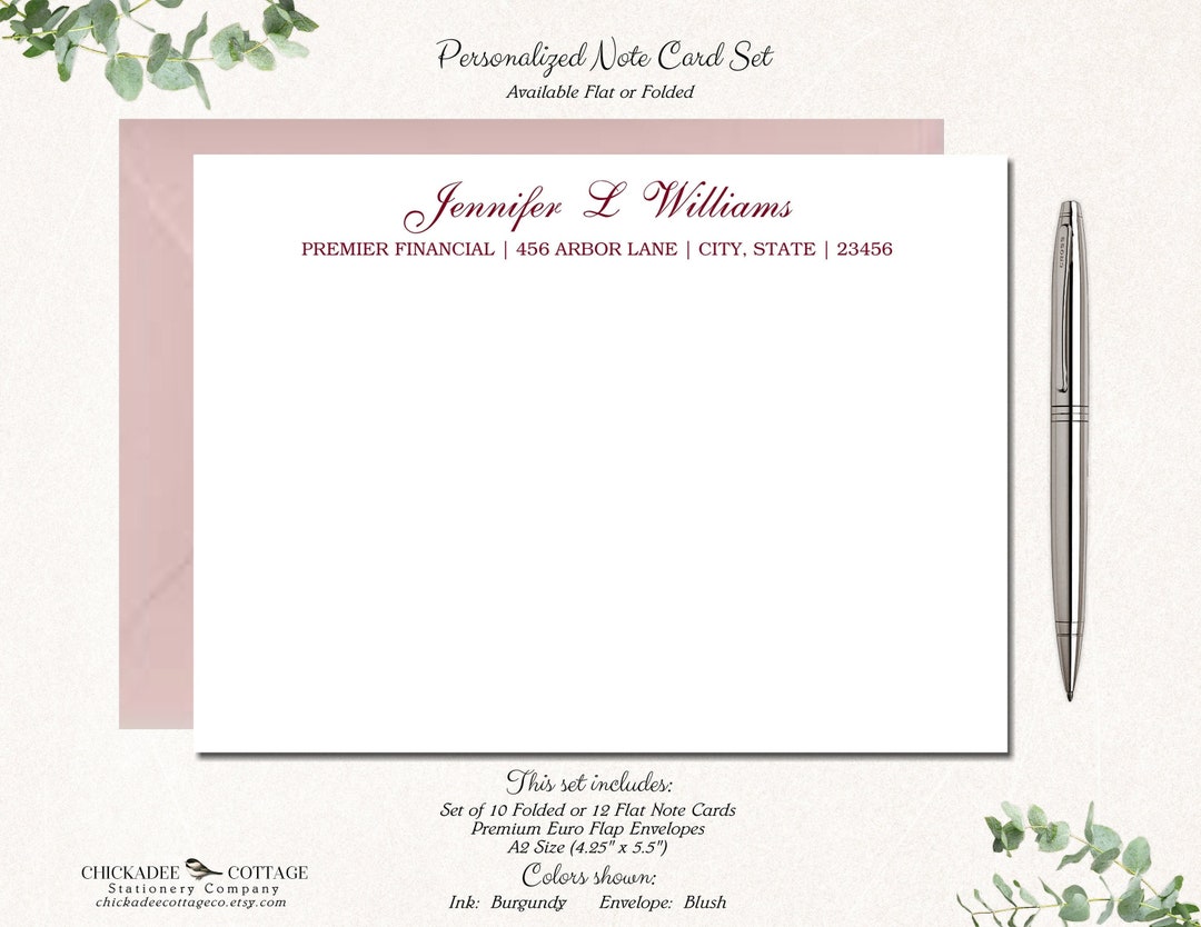 Professional Note Cards With Envelopes, Business Stationery, Corporate ...