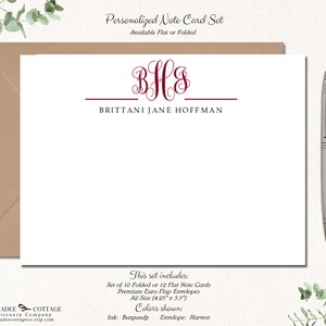 Personalized Monogram Stationery | Note Cards With Envelopes ...