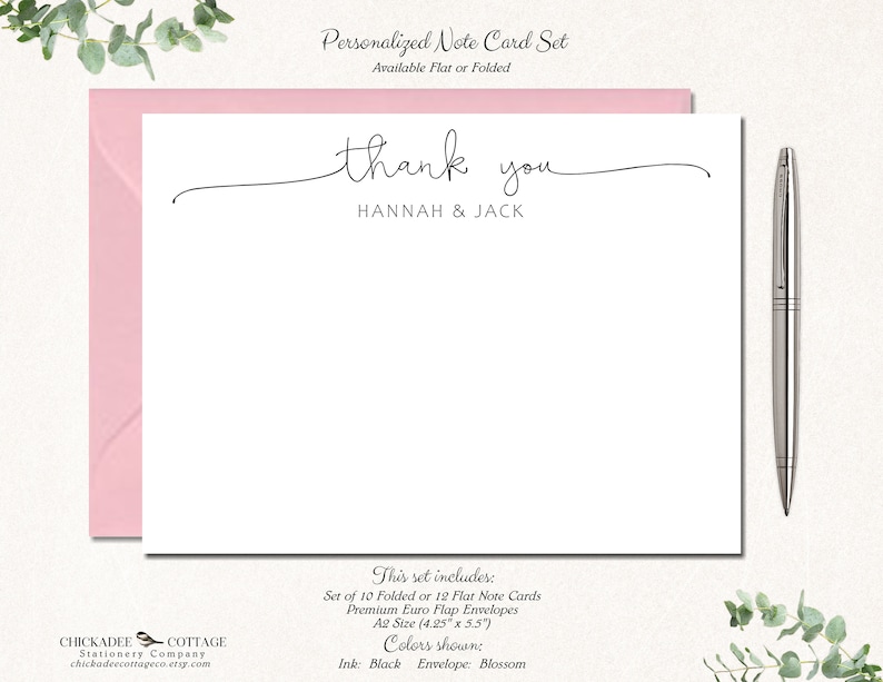 Personalized Script Thank You Cards | Thank You Notes | Flat or Folded ...