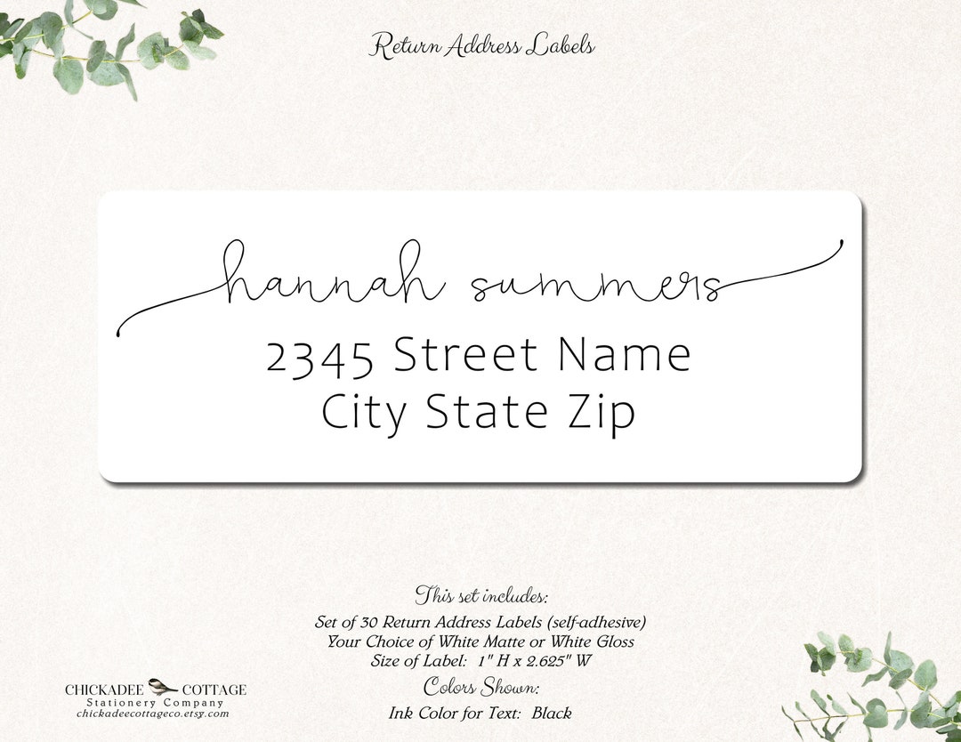 Script Return Address Labels | Return Address Stickers | Personalized ...