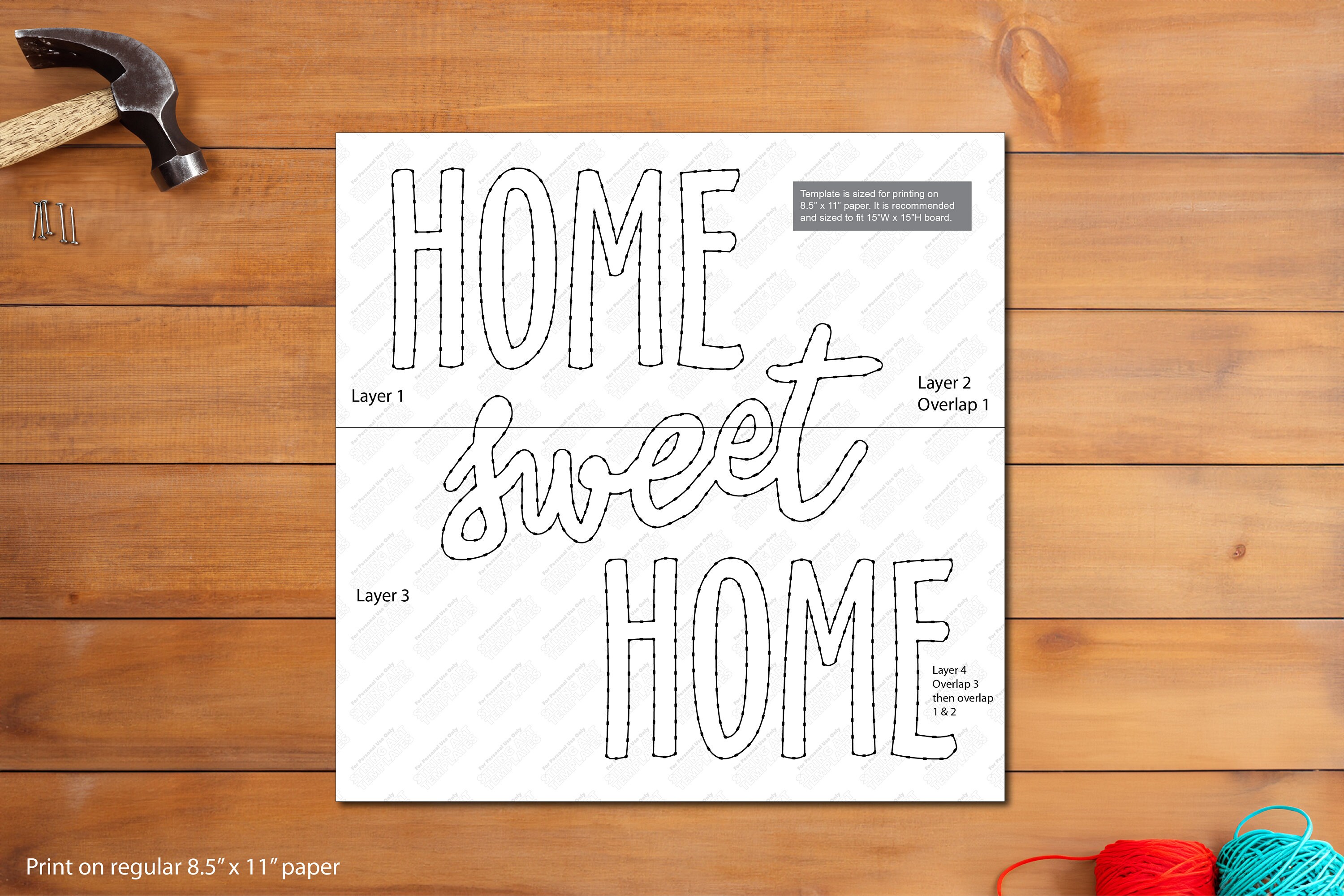 Home Sweet Home - String Art Template - Etsy