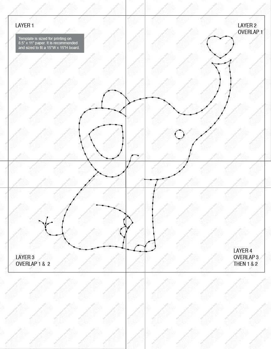 Baby Elephant String Art Template | 15"x15" & 12"x12" - Etsy