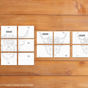 Highland Cow String Art Template | (24"x24") + (18"x18") + (15"x15") - Etsy