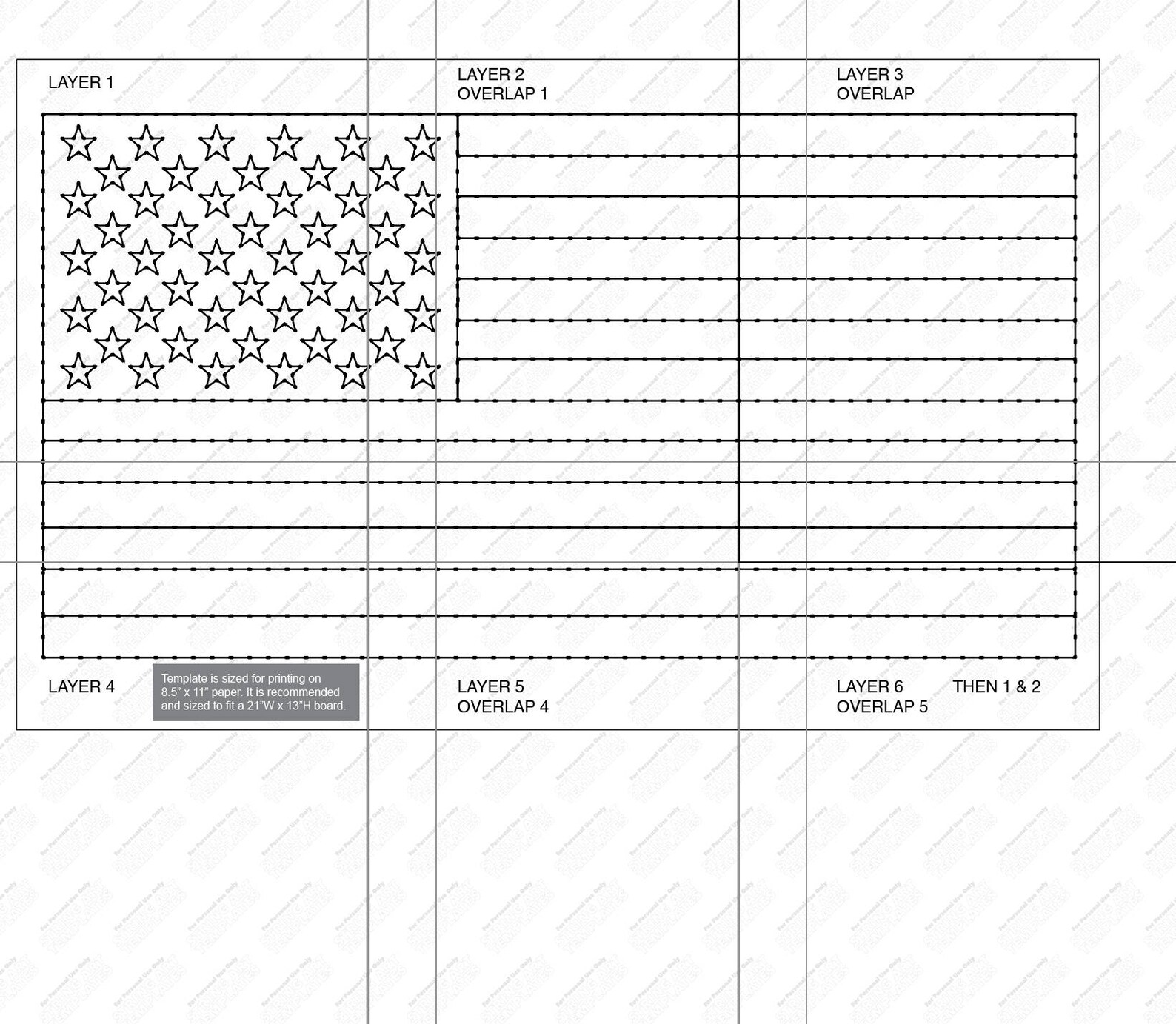American Flag - String Art Template (21" X 13")+(24"x16)+(36"x24") - Etsy