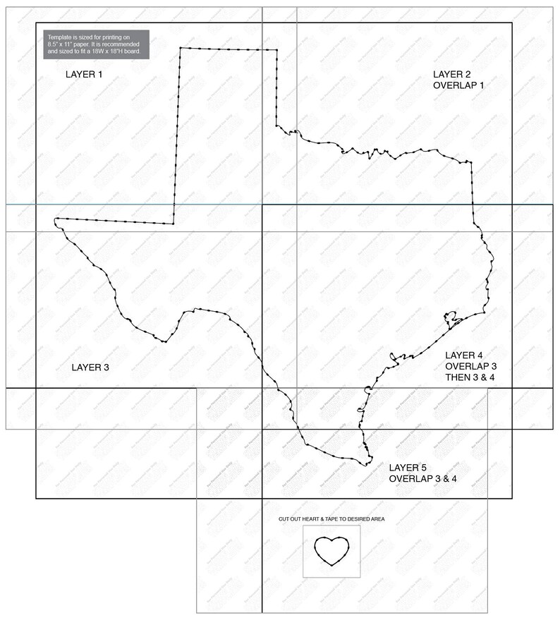 Texas - String Art Template W/ Heart - Etsy