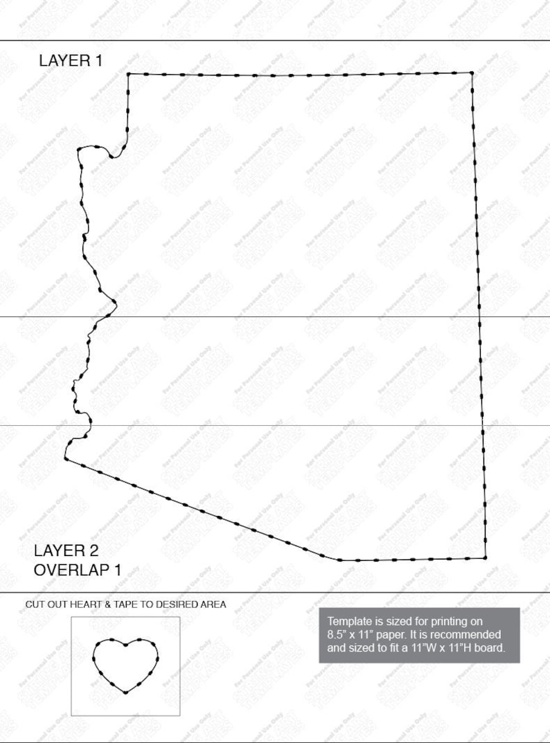 Arizona With Heart - String Art Template - Etsy