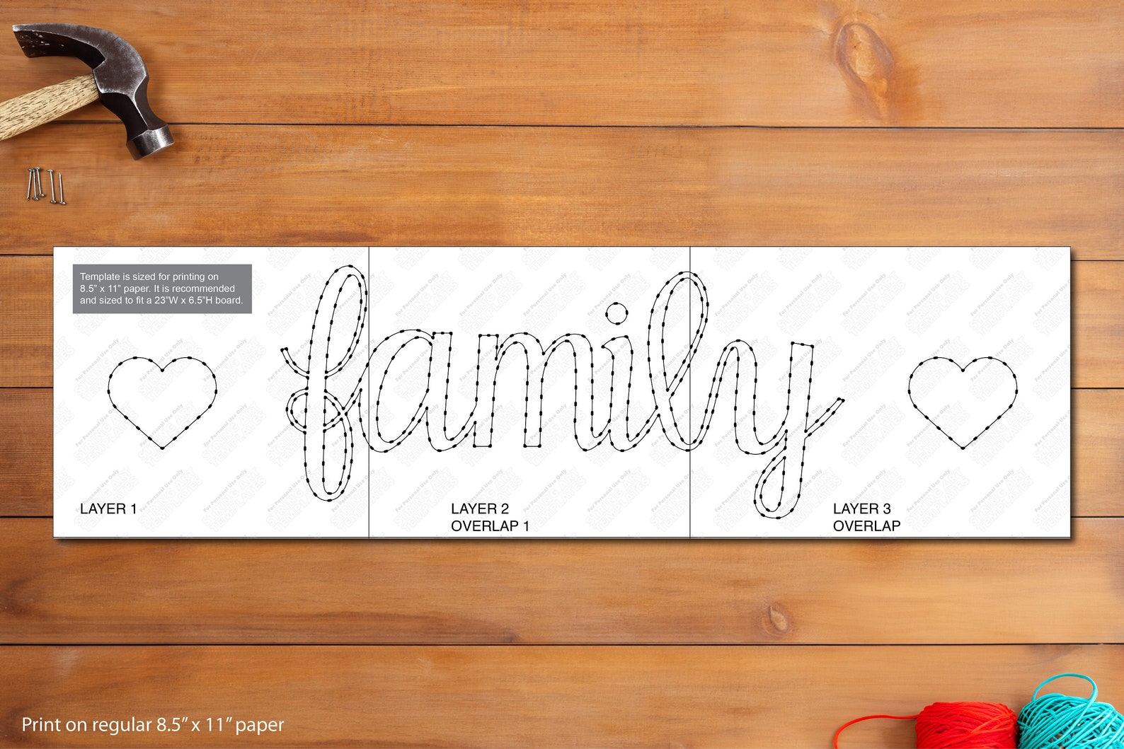 Family With Hearts - String Art Template - Etsy