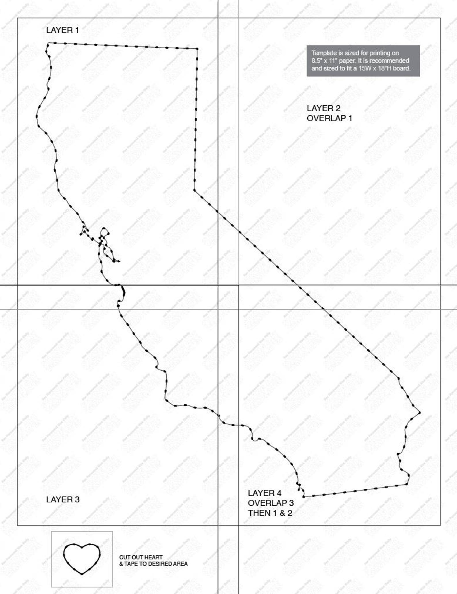 Calfornia String Art Template W/ Heart - Etsy
