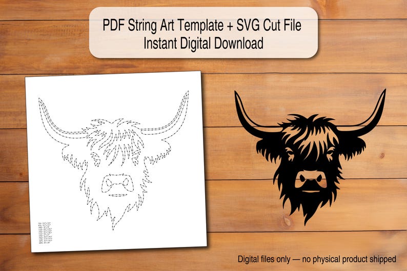 Highland Cow - String Art Template | Scalable PDF + SVG Digital ...