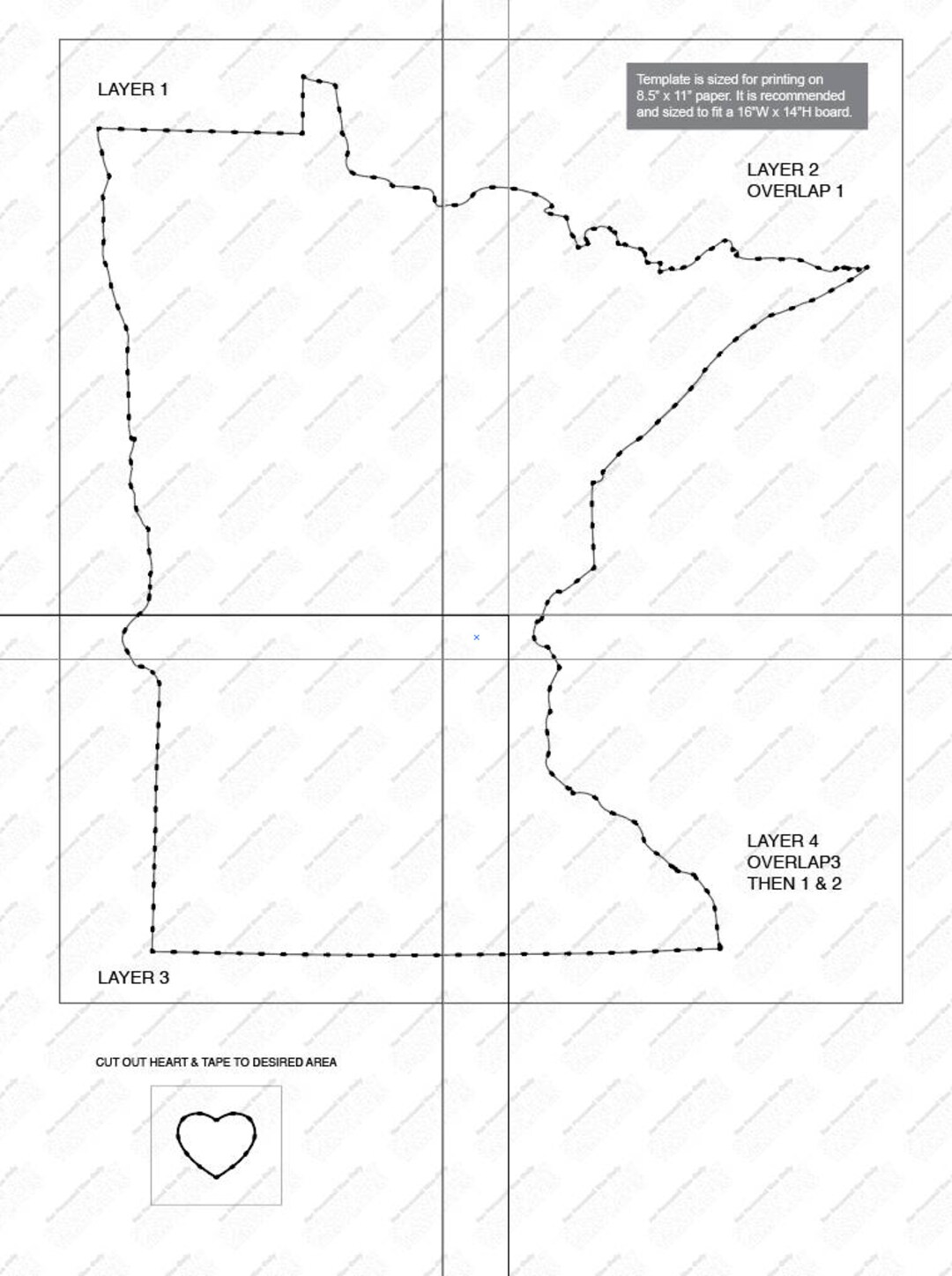 Minnesota String Art Template W/ Heart - Etsy