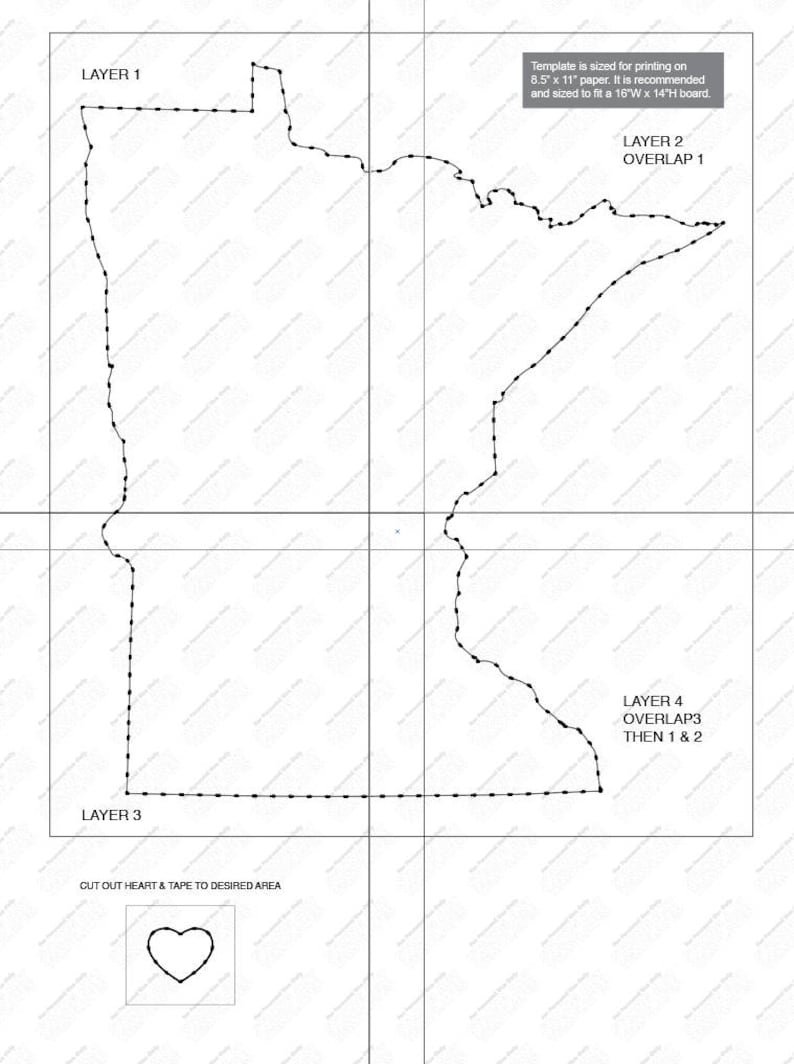 Minnesota String Art Template W/ Heart - Etsy