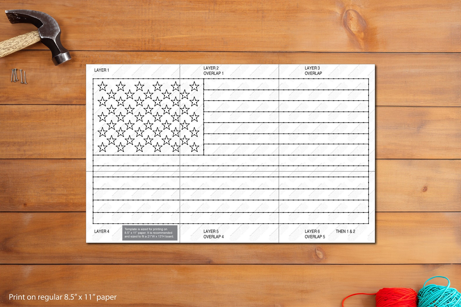 American Flag - String Art Template (21" X 13")+(24"x16)+(36"x24") - Etsy
