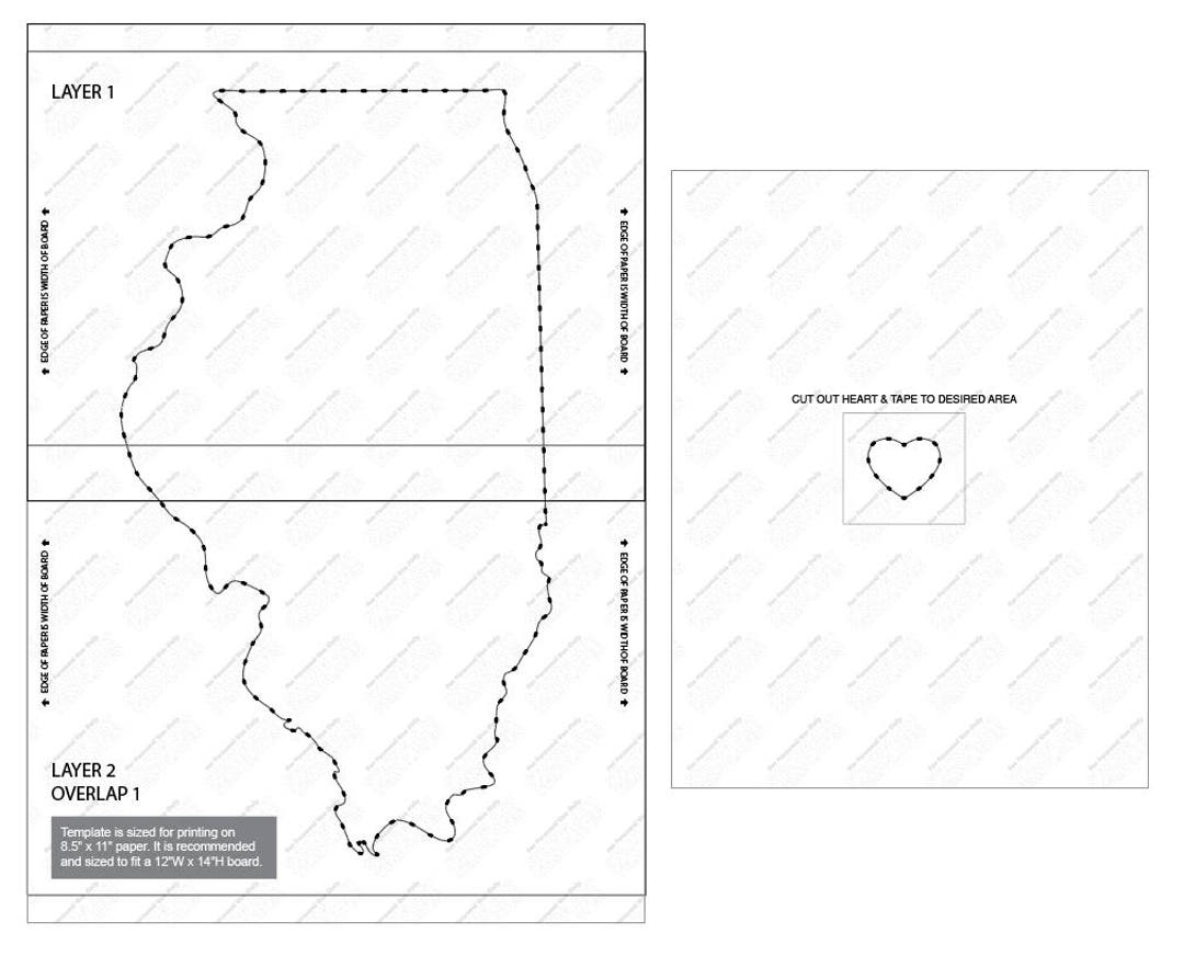 Illinois - String Art Template With Heart - Etsy
