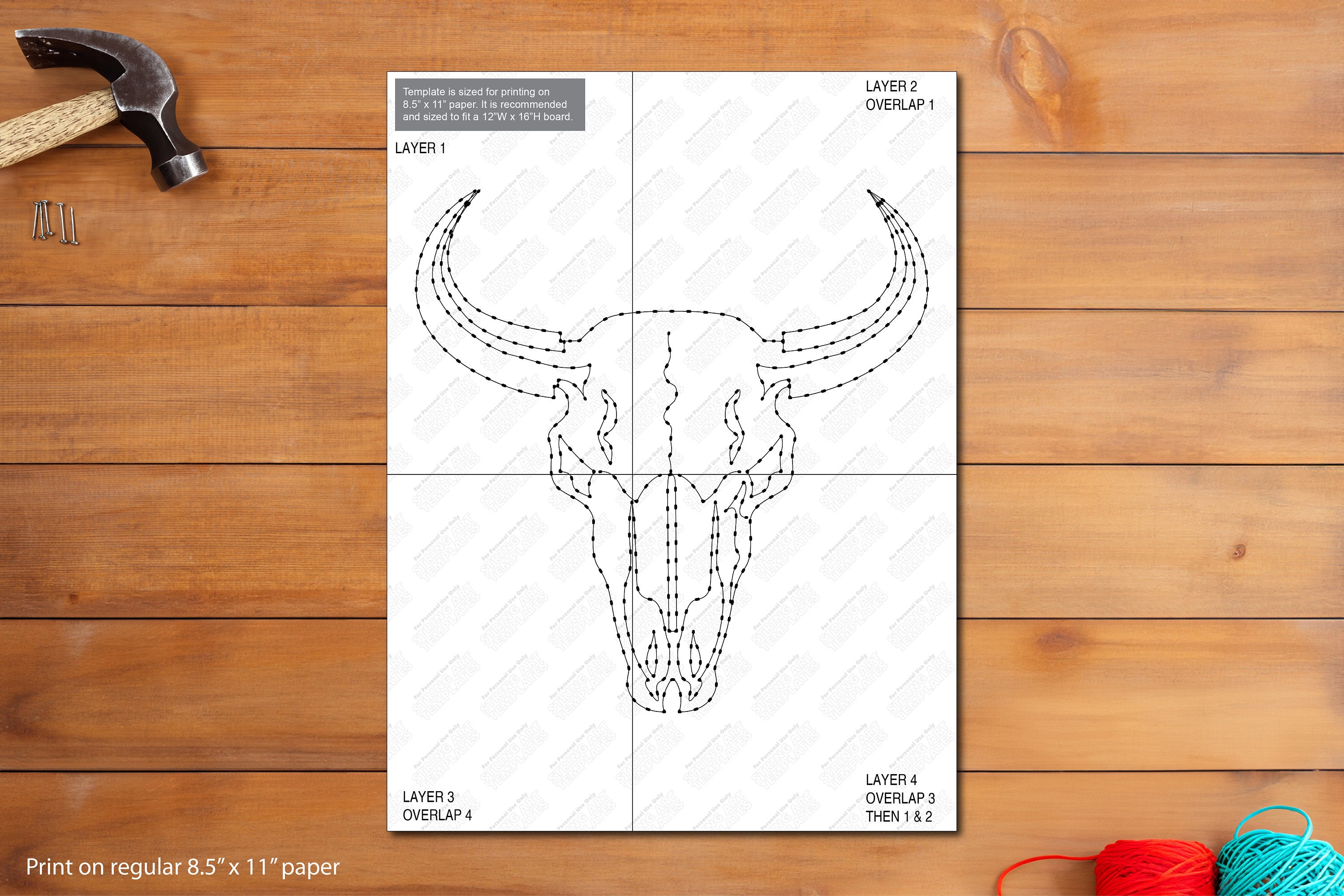 Cow Skull - Custom String Art Template - Etsy