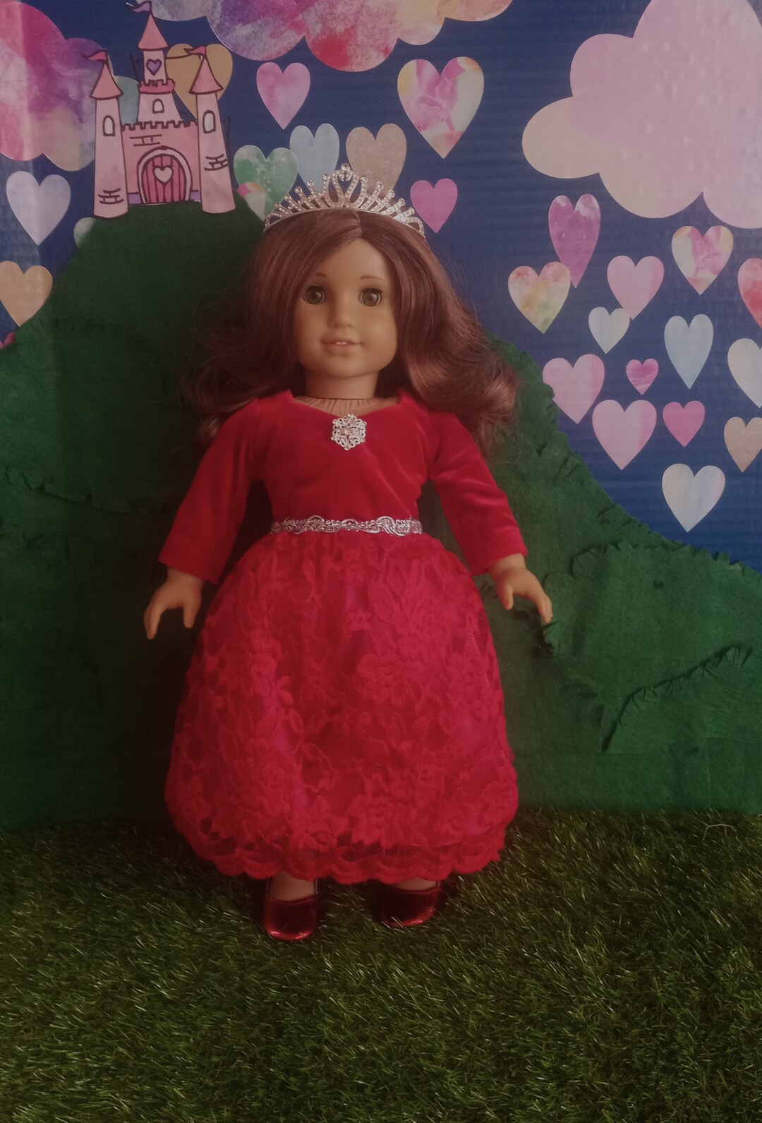 18 Inch Doll 5-piece "ruby Princess" Ballgown Outfit: Shoes, Opt ...