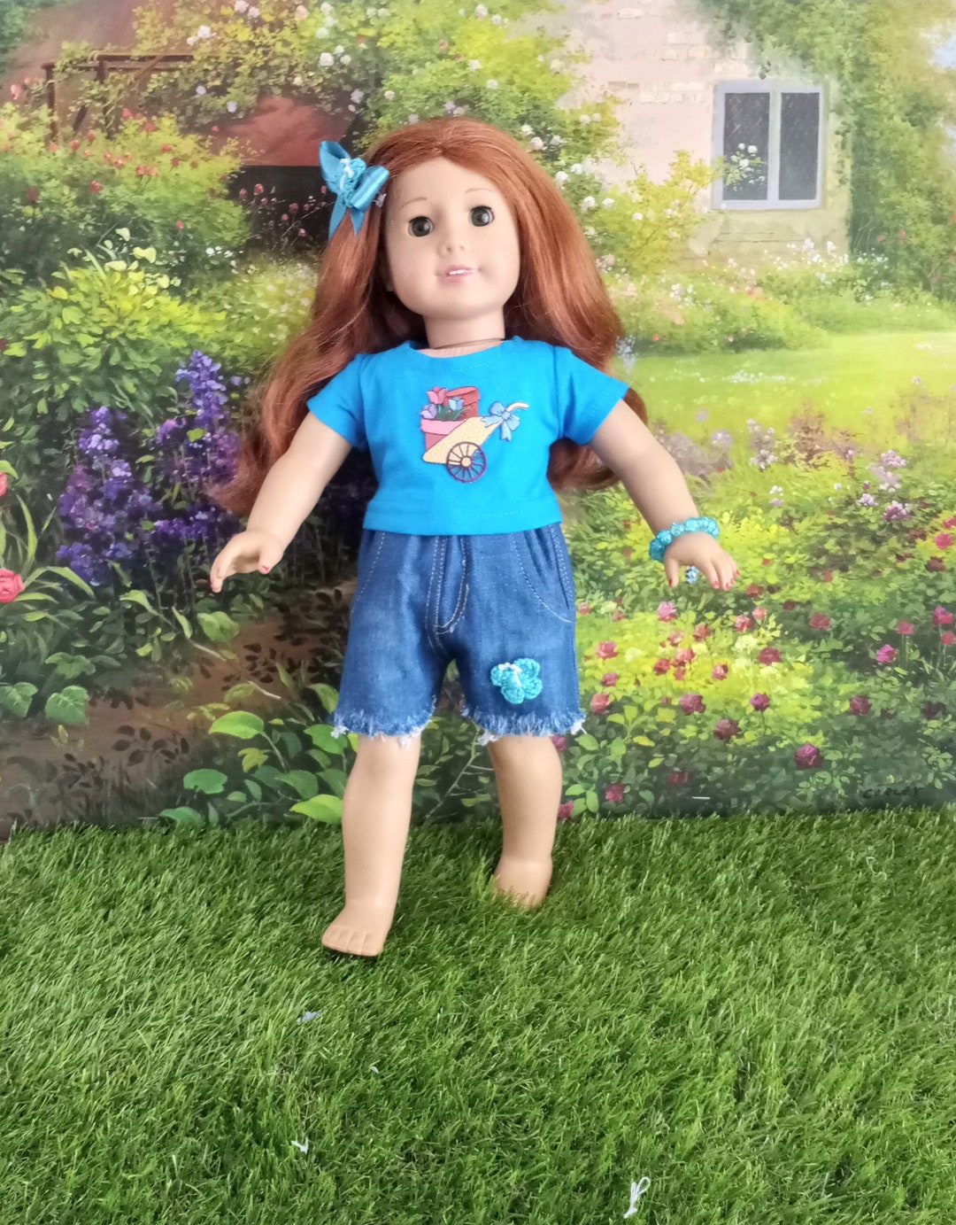 18 in Doll Clothes 4-pc Ripped Jeans Summer Doll Outfit GBN "goin ...