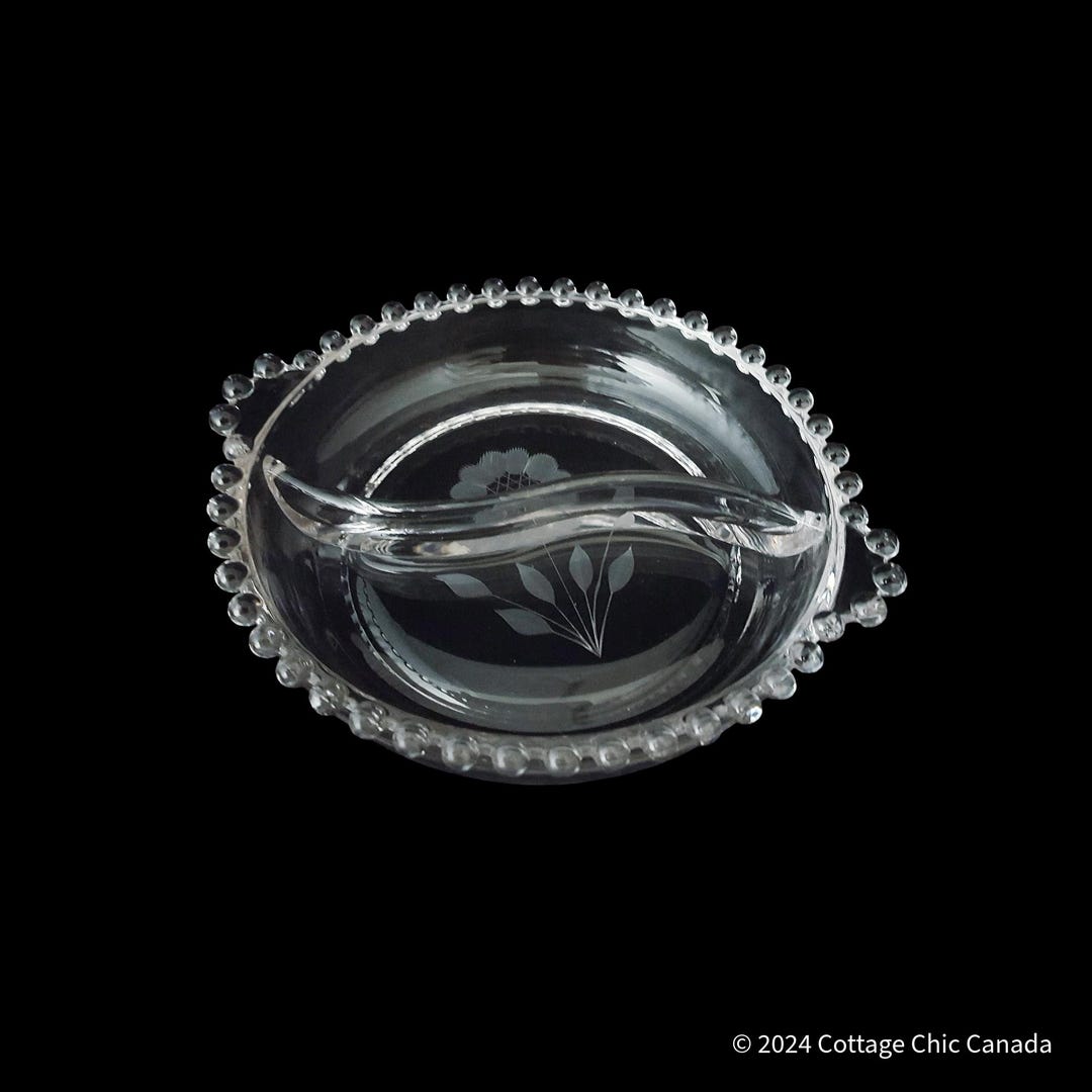 Hughes Cornflower Glass Divided Relish Dish – Imperial Candlewick Line ...