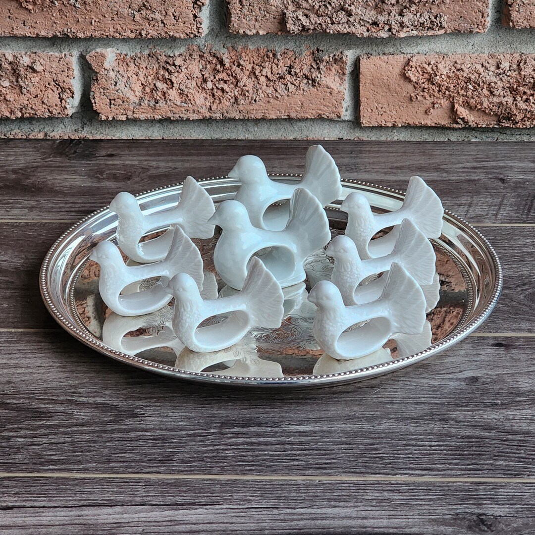 A Set of 8 Shafford Japan Dove Napkin Rings Pretty Vintage Porcelain ...