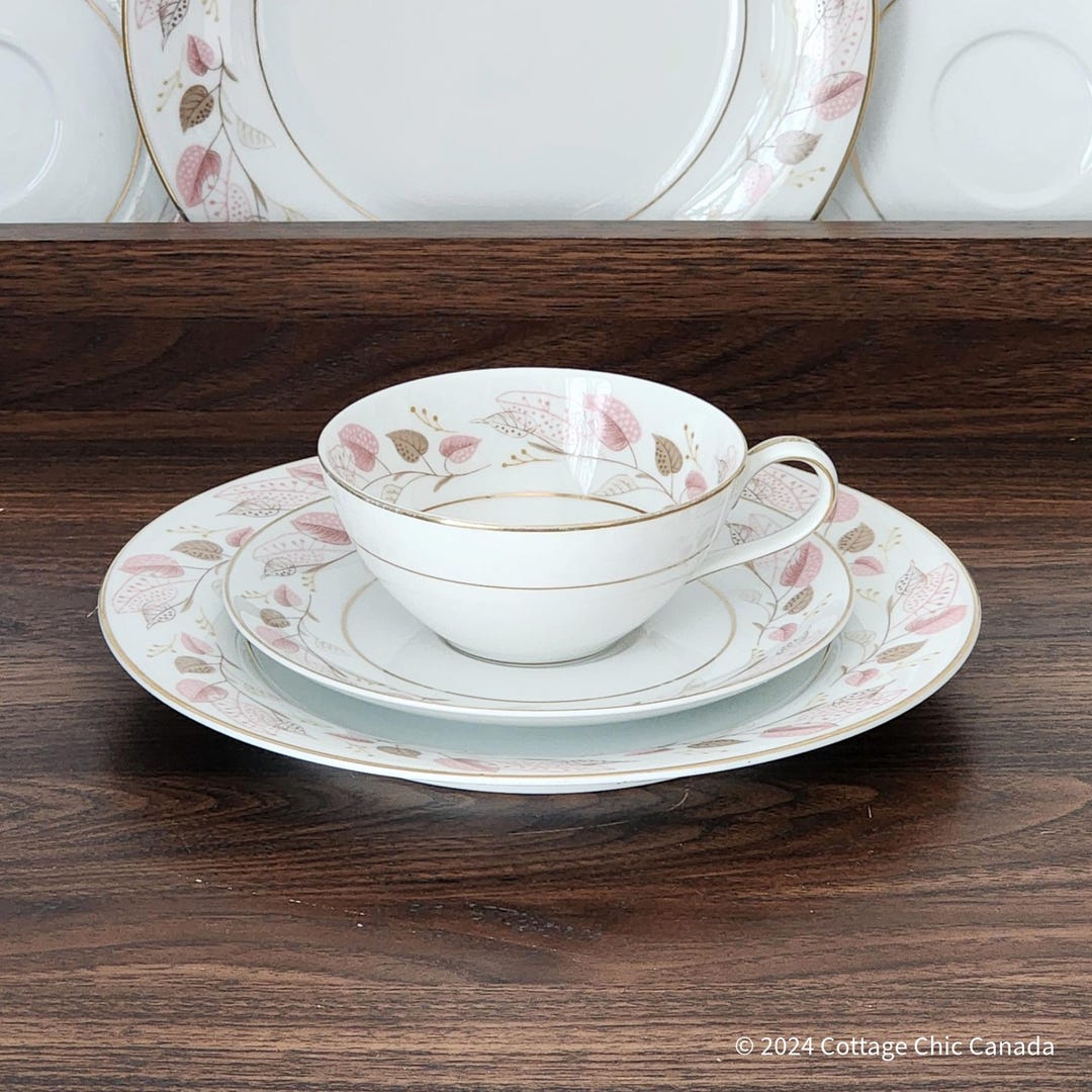 Noritake Rosanne Tea Cup Saucer Trio Set - Mid Century Fine Bone China ...